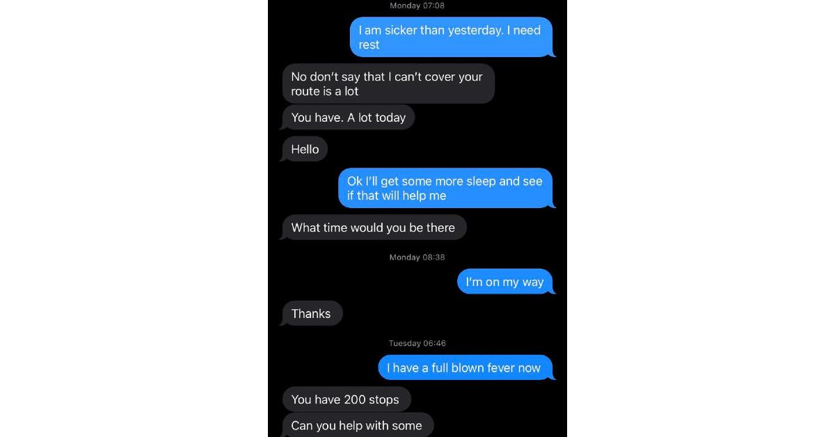 Delivery Driver Tries to Call in Sick, Boss Won’t Let Them