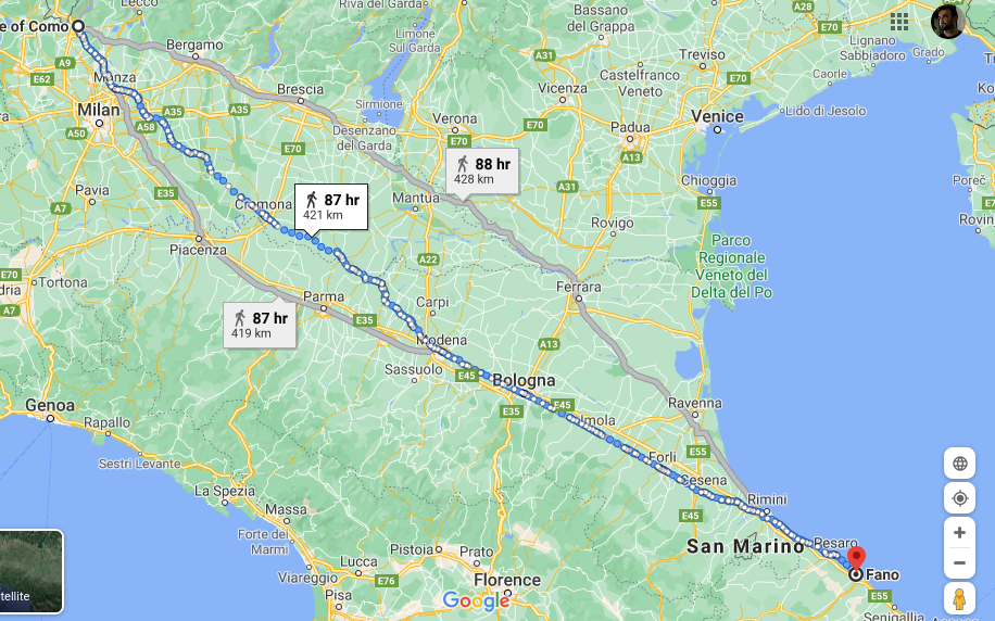 Italian Man Needs 280 Miles of Lone Walking After Argument With Wife