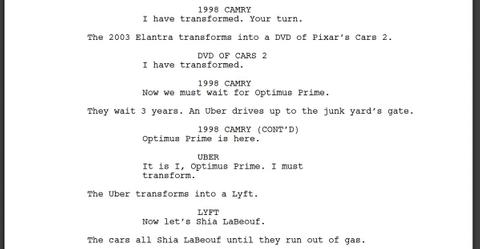 Bot Writes Incredible Script for 'Transformers'