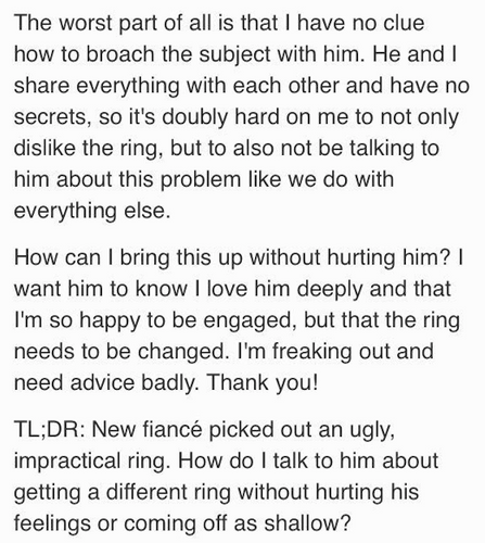 Woman Shares Ugly Engagement Ring Horror Story on Twitter