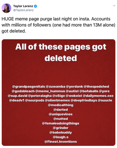 Over Dozens of People's Favorite Meme Accounts Were Deleted by Instagram