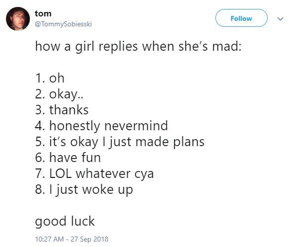 People Are Sharing All the Text Replies Girls Send When They're Angry