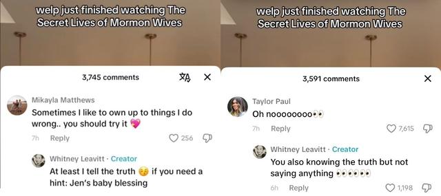 Mikayla and Taylor Comment on Whitney's TikTok Reaction to Secret Lives