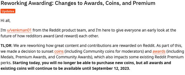 Why Are Reddit Awards Gone?