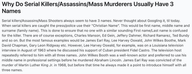 Why Do So Many Assassins Have Three Names?