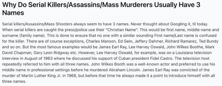 Why Do So Many Assassins Have Three Names?