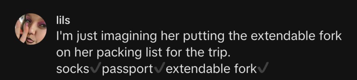 Woman Uses Extendable Fork to Snag Pasta From Friend's Plate