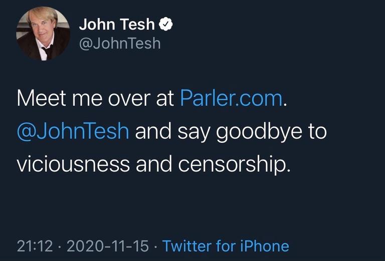 John Tesh Migrates to Parler Just As Users Learn He Was on Twitter