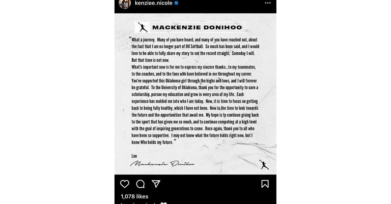 Why Did Mackenzie Donihoo Leave OU? Here's the 4-1-1