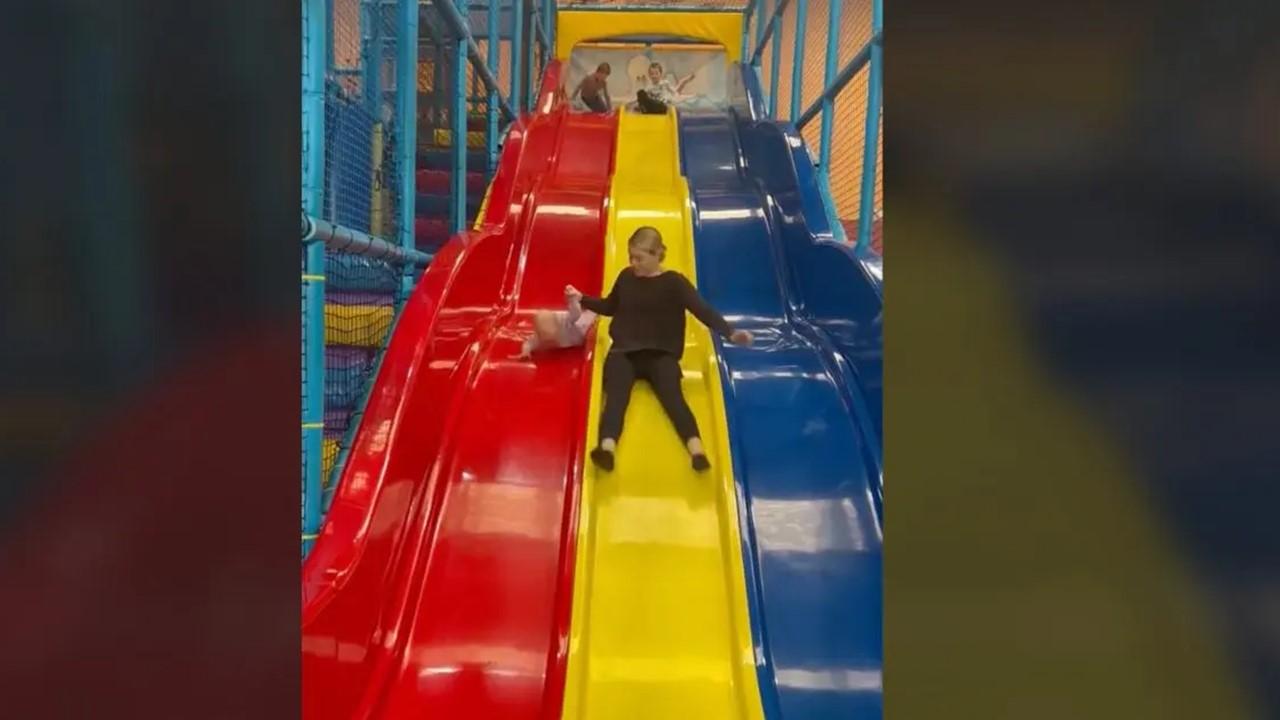 Mom Slides Down Giant Slide With Her Baby in Viral Video