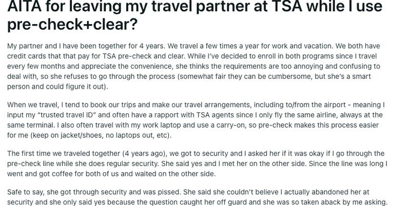 PreCheck, Please! Should You Leave Your Partner at Airport Security?