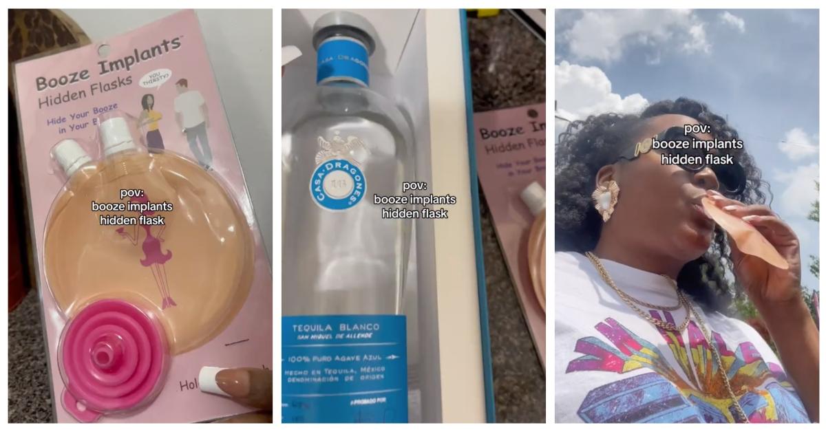 Woman Uses Hidden Flask Disguised as Breast Implant at Event