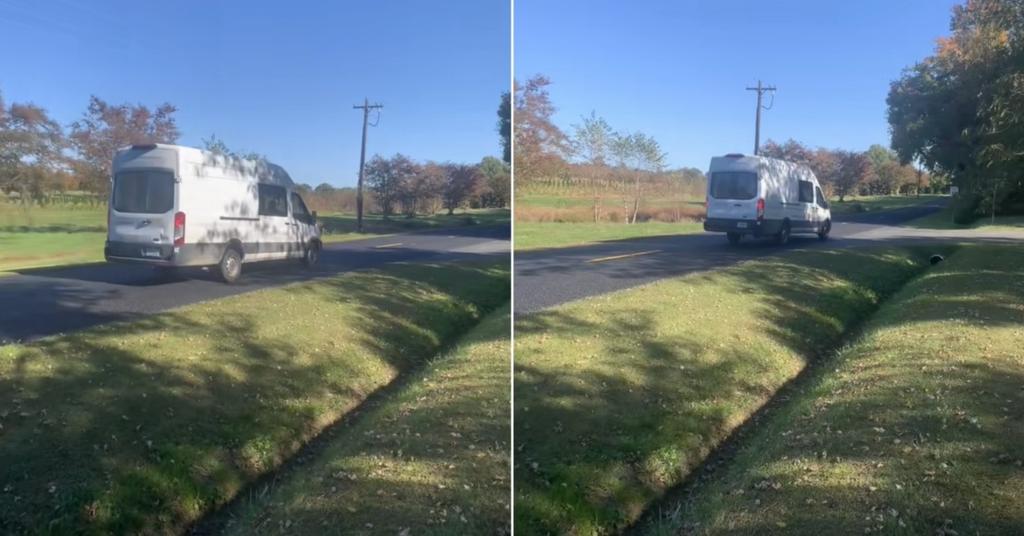 White Van Pulls Up to Runner on the Side of a Road