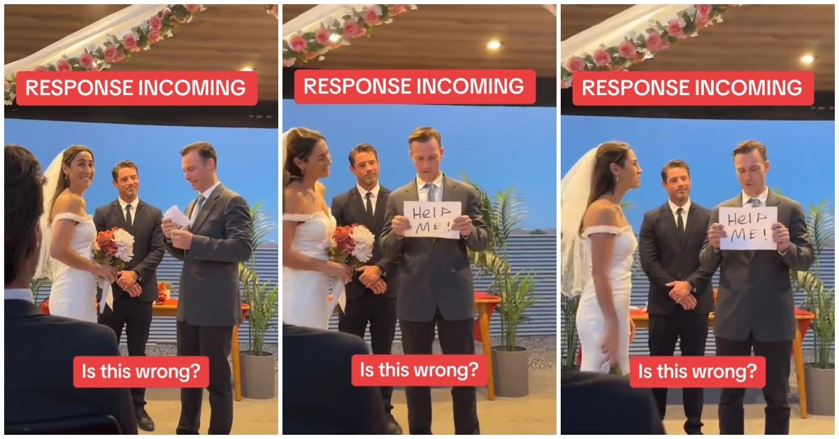 Groom “Humiliates” Bride by Writing “Help Me” on His Vows