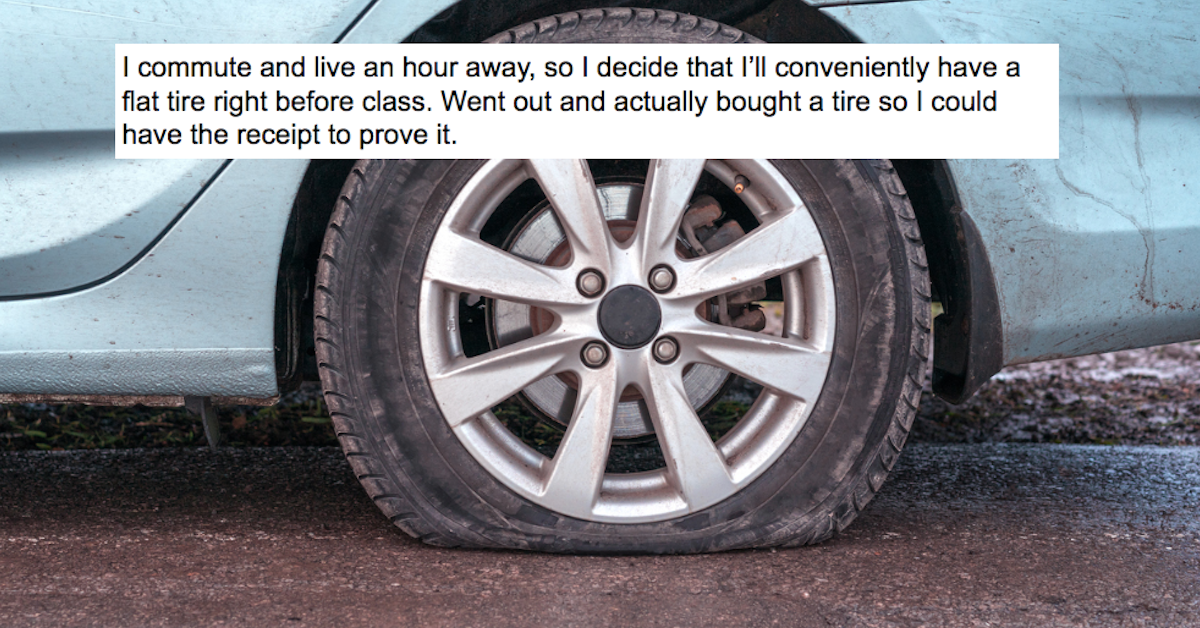 This Person Got Back at Lazy Classmates By Faking a Flat Tire the Day ...
