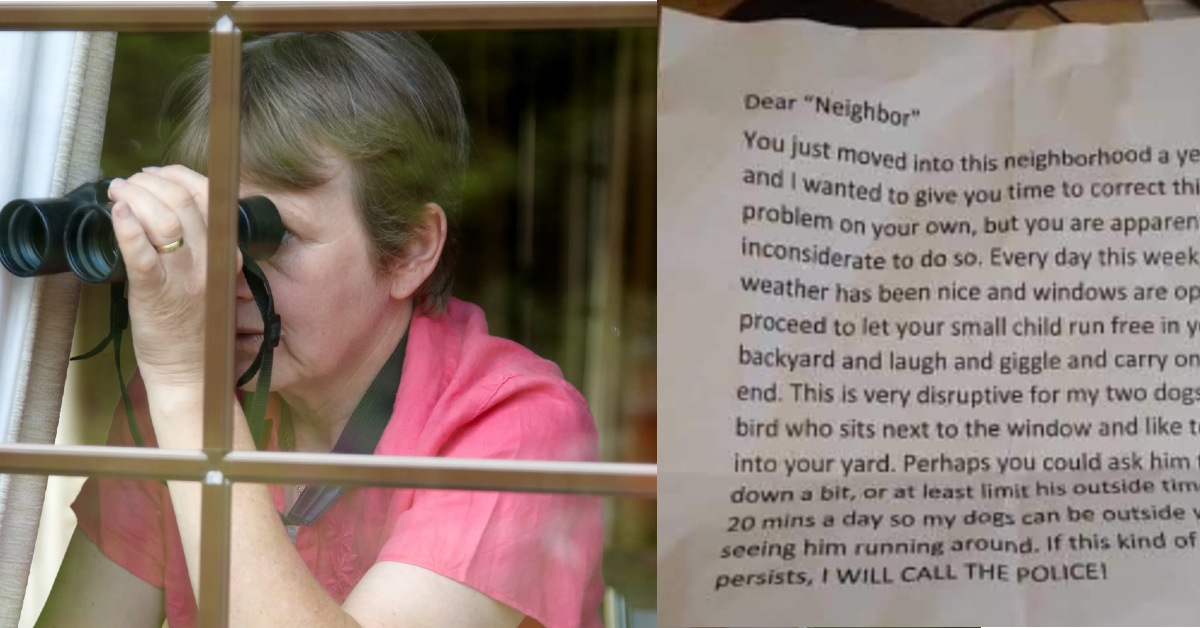 Angry Neighbor Who Hates Sound of Children's Laughter Is Peak Karen
