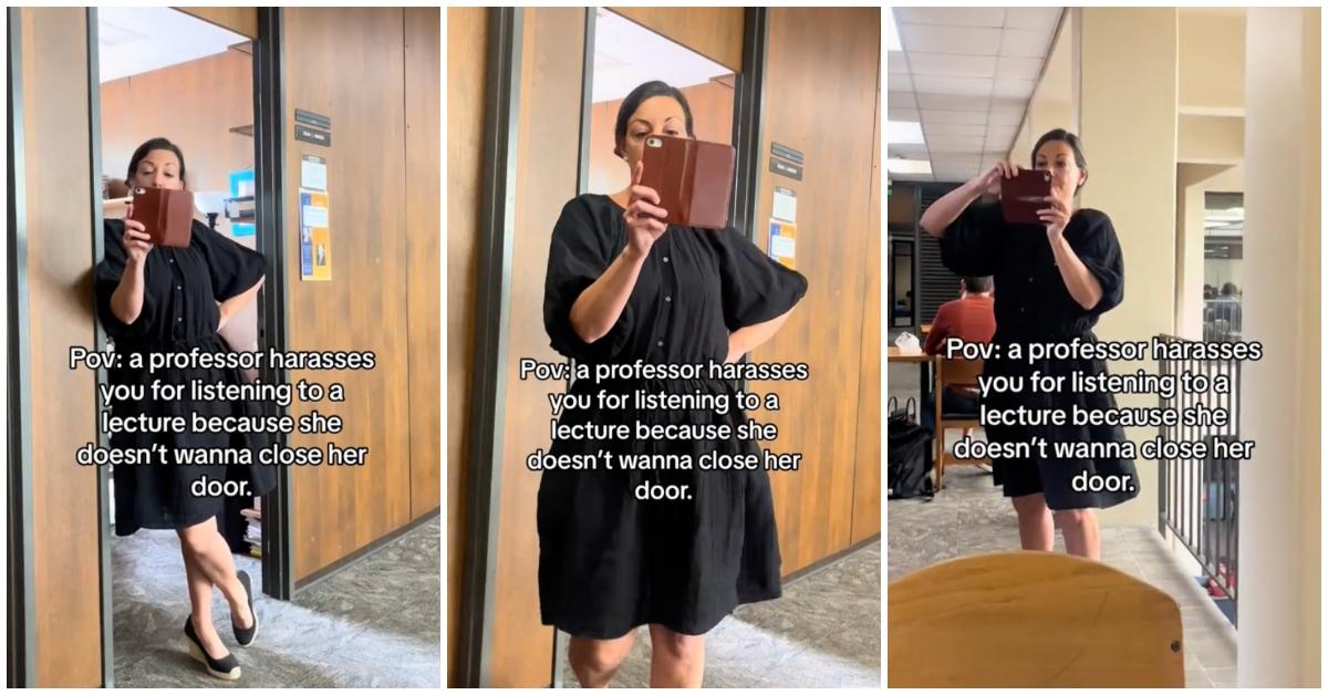 Professor Complains and Films Student Listening to Lecture