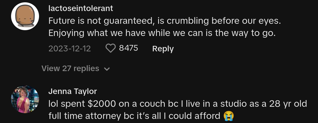 Woman Explains Why Young People Are “Doom Spending” Right Now