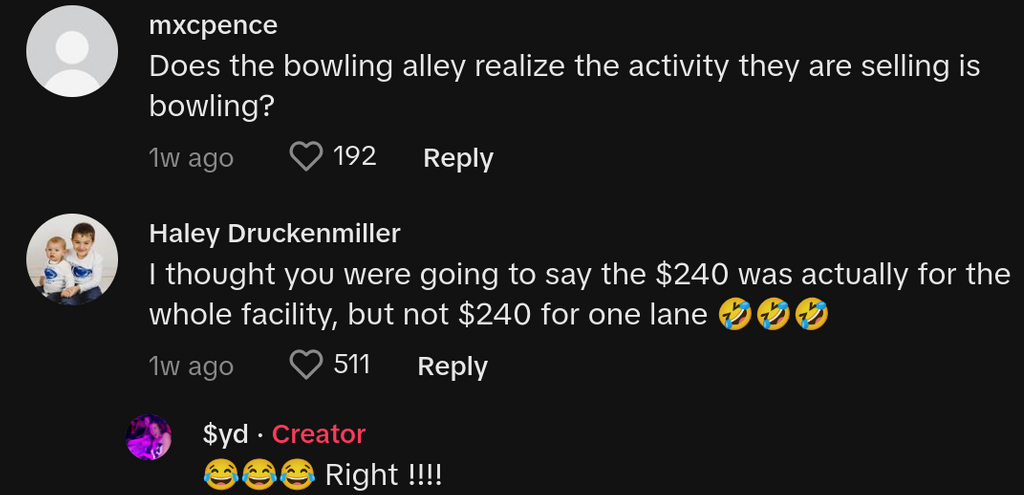 Woman Shocked at Bowling Alley Price Inflation