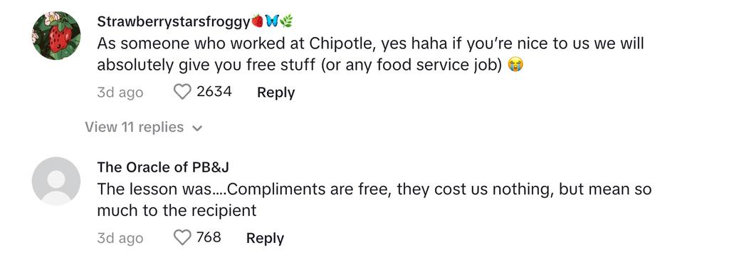 Customer Compliments Chipotle Worker and Receives Surprise