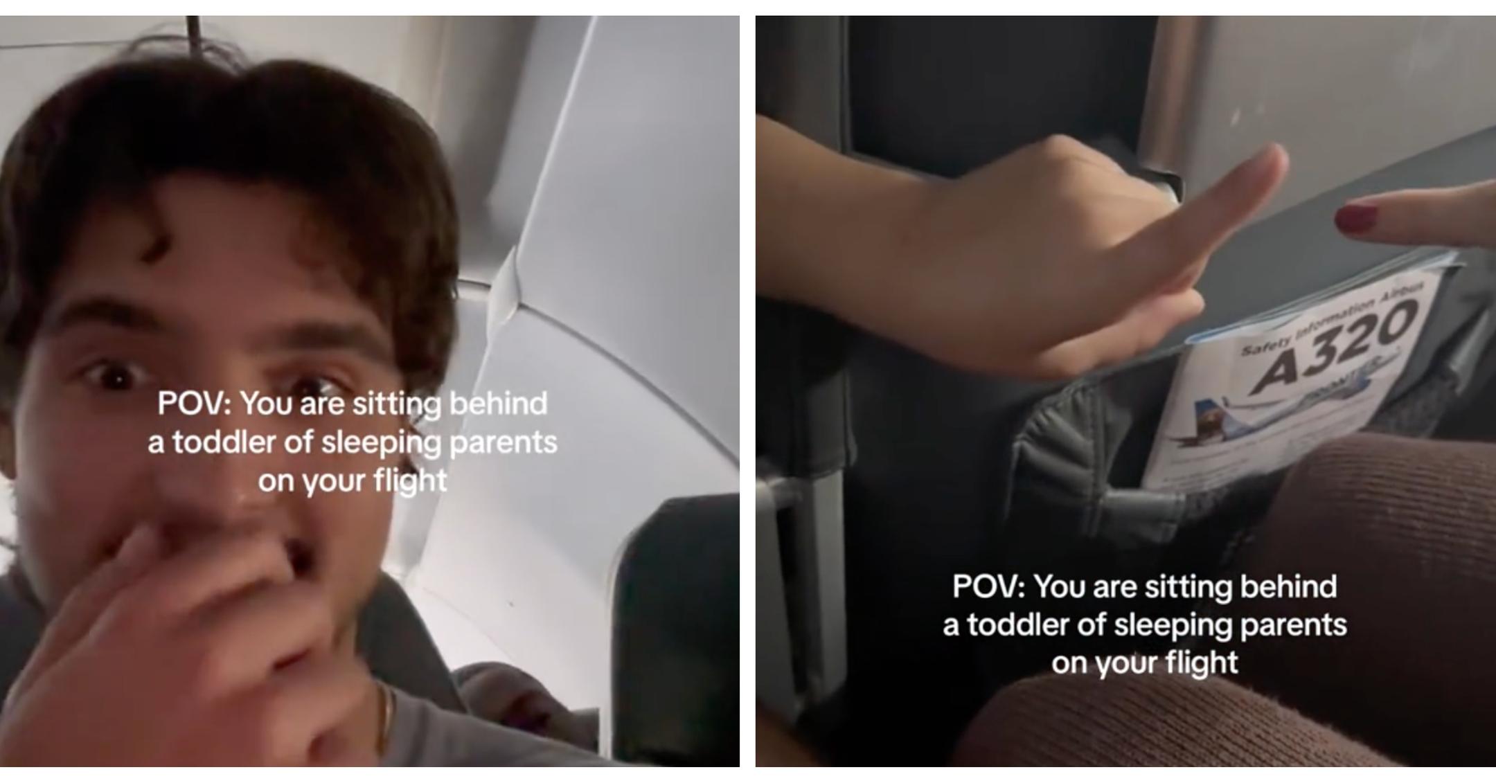 Couple Recorded Sitting Behind a Toddler on a Plane