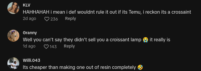 Temu Croissant Lamp Turns out to Be Real Croissant