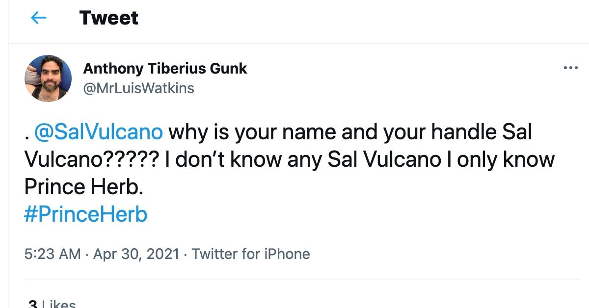 Why Is Sal Vulcano Prince Herb? Believe It Or Not, He Lost a Challenge