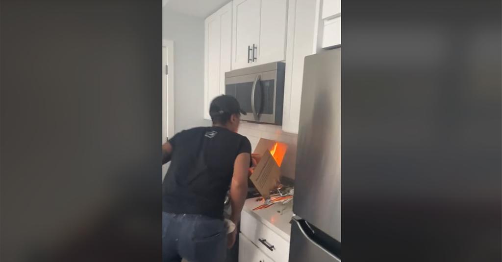 Woman Starts Fire With Boxes on Stove in Friend's Apartment