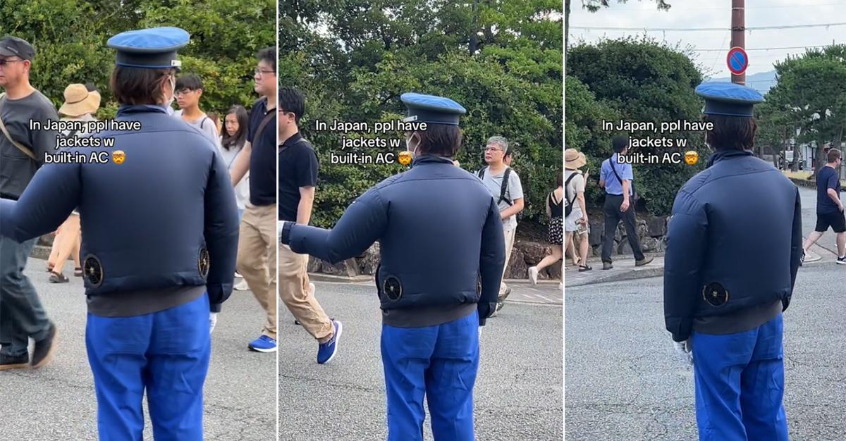 Tourist in Japan Shows Off Someone's Air-Conditioned Jacket