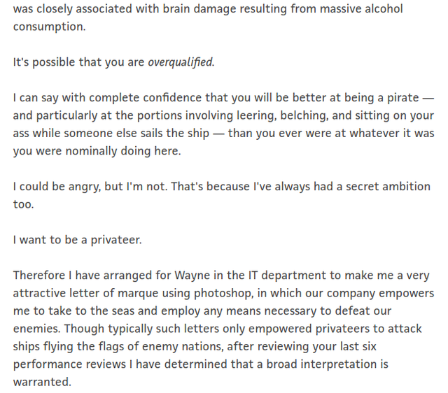 Man Quits Healthcare Job to Become a Pirate in Epic Resignaiton Letter