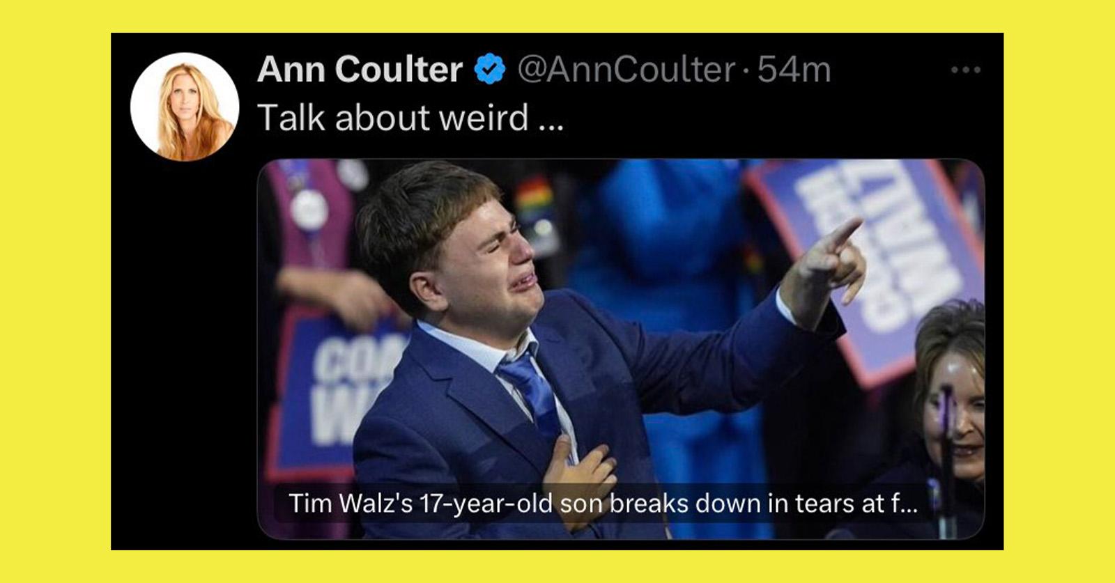 Did Tim Walz Respond To Ann Coulters Tweet About Gus