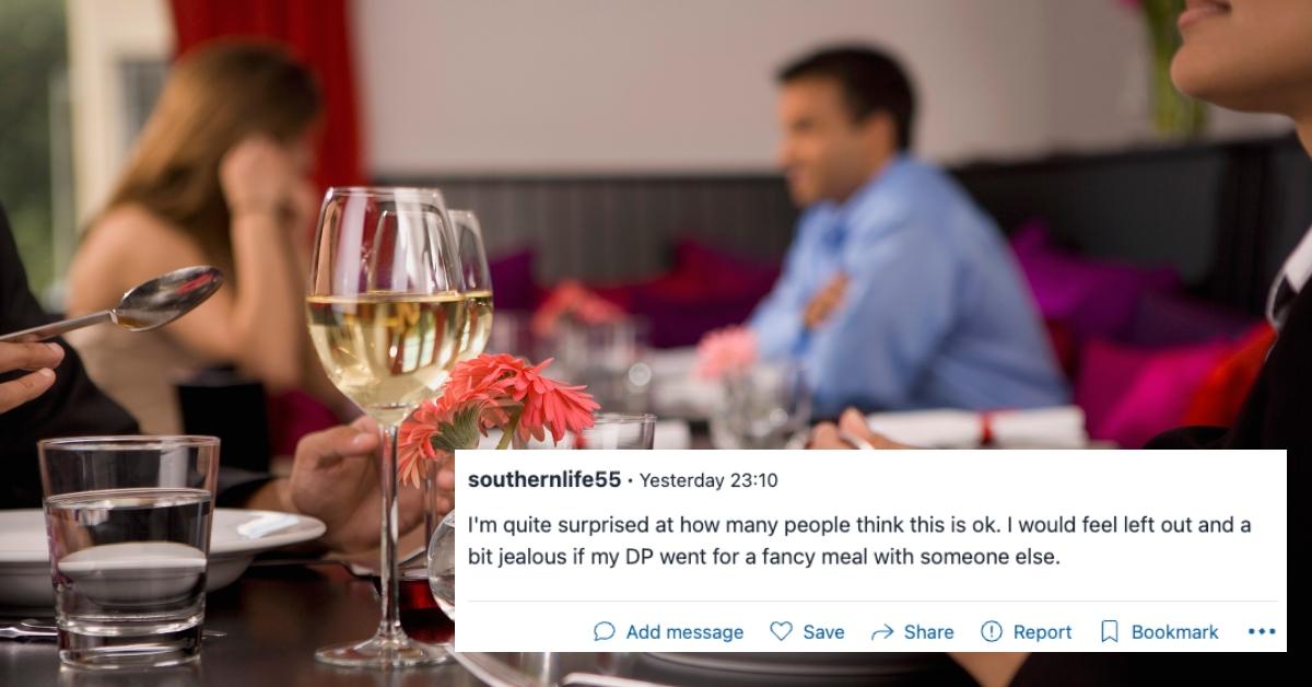 Husband Says Inappropriate for Wife to Have Dinner With Man