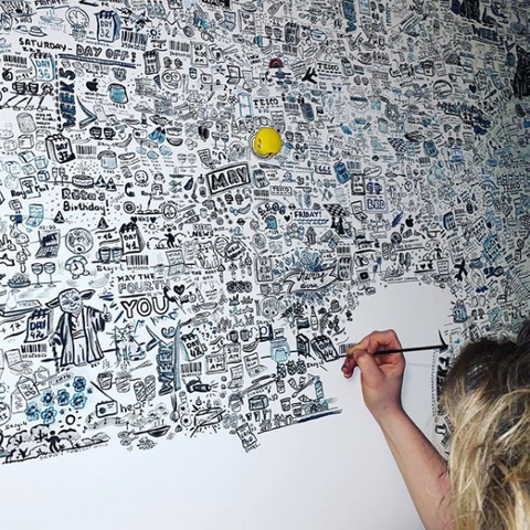 Woman Doodled an Entire Wall While She's Been in Quarantine