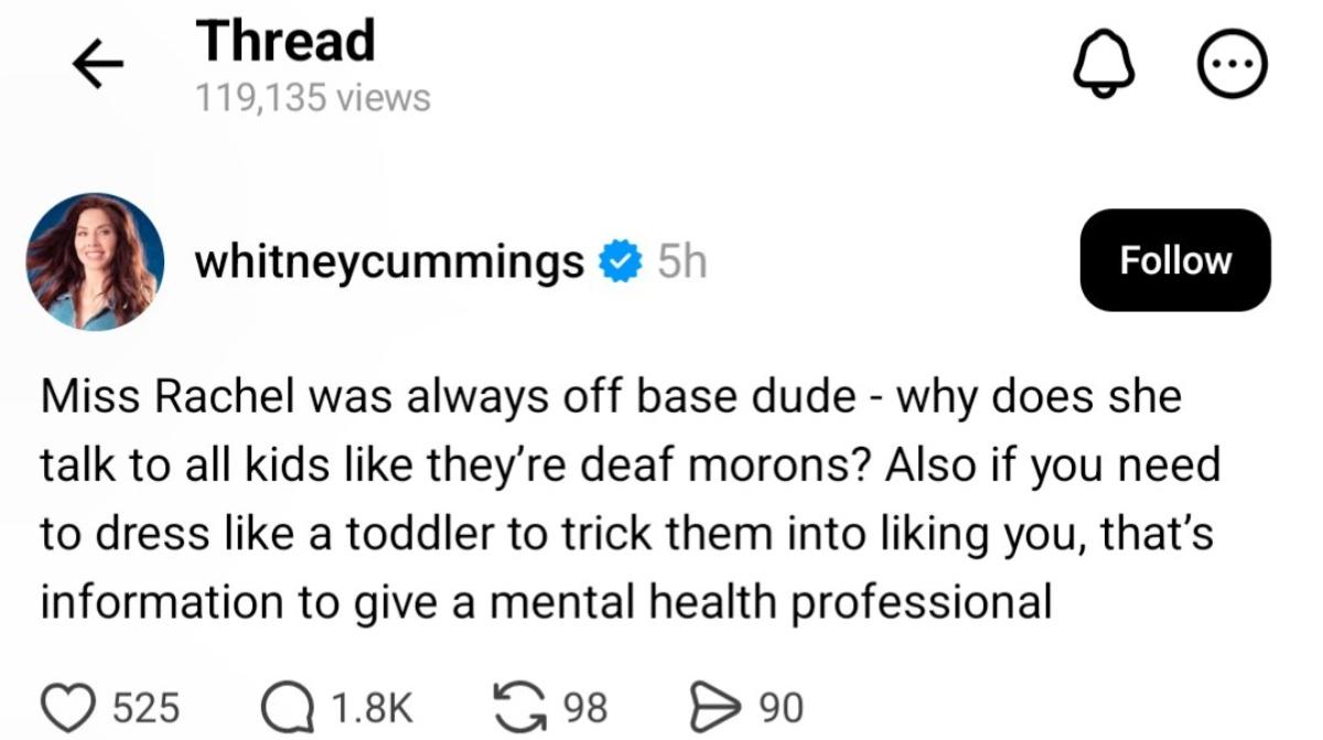 Whitney Cummings and Ms. Rachel's Feud Is One-Sided