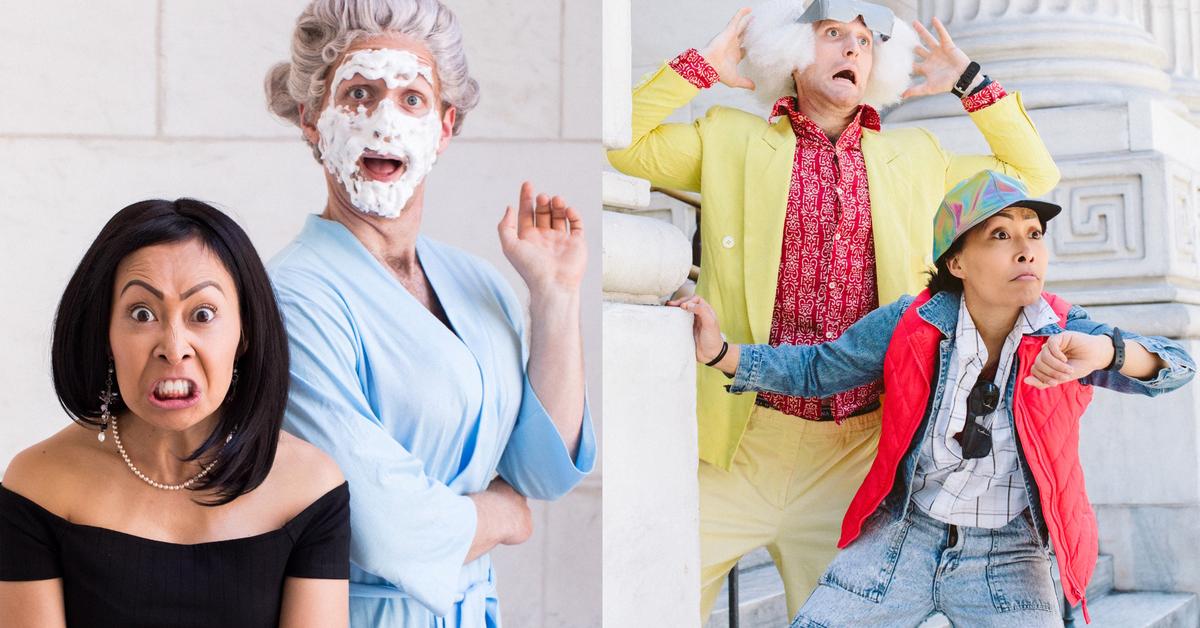 Couple Takes Photos as Iconic Duos to Celebrate Engagement