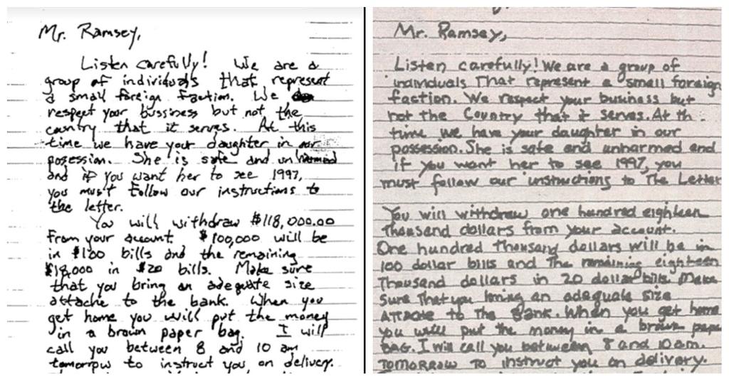 Patsy Ramsey's Handwriting Sample Is Similar to Infamous Ransom Note