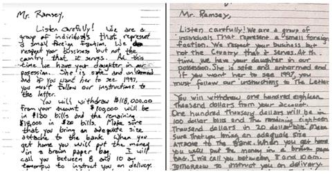 Patsy Ramsey's Handwriting Sample Is Similar to Infamous Ransom Note