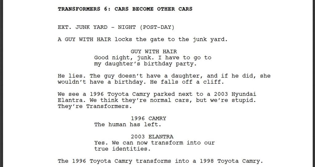 Bot Writes Incredible Script for 'Transformers'