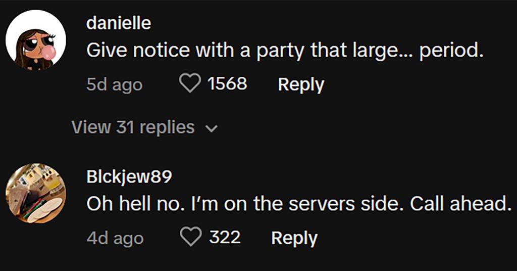 Restaurant Server Got "Rude" After Party of 15 Shows Up