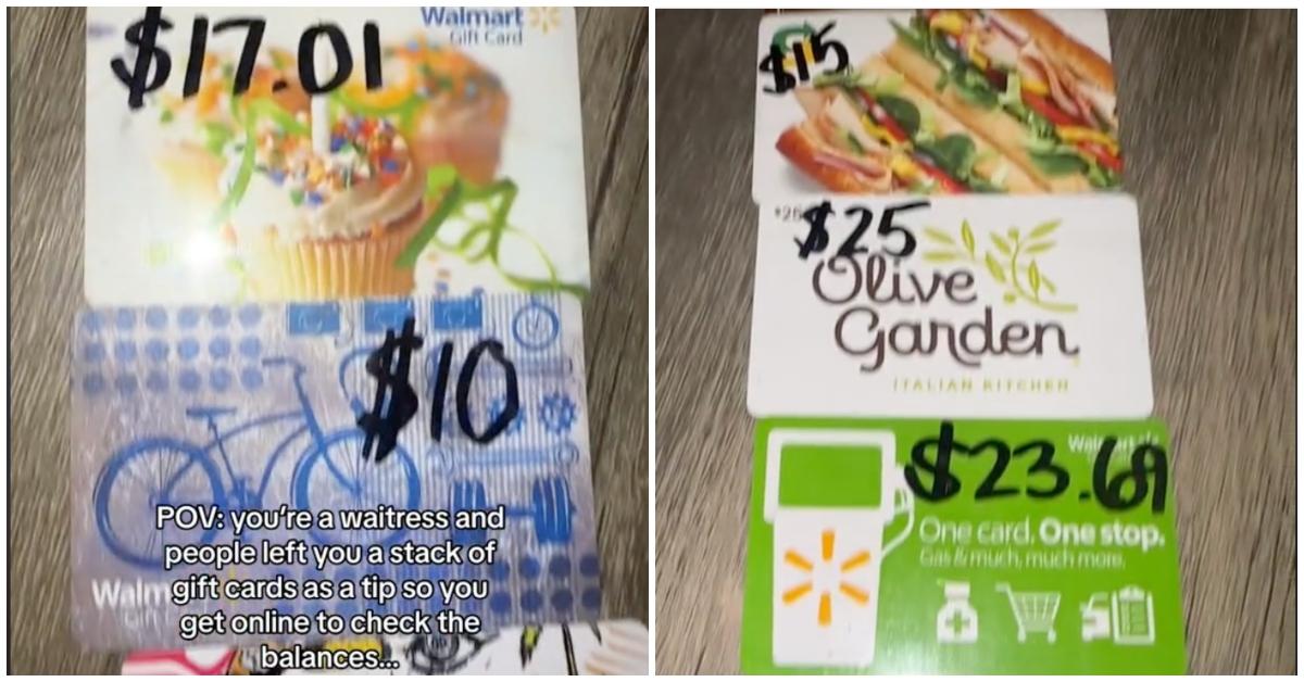 Server Receives $180 Worth of Gift Cards as Tip