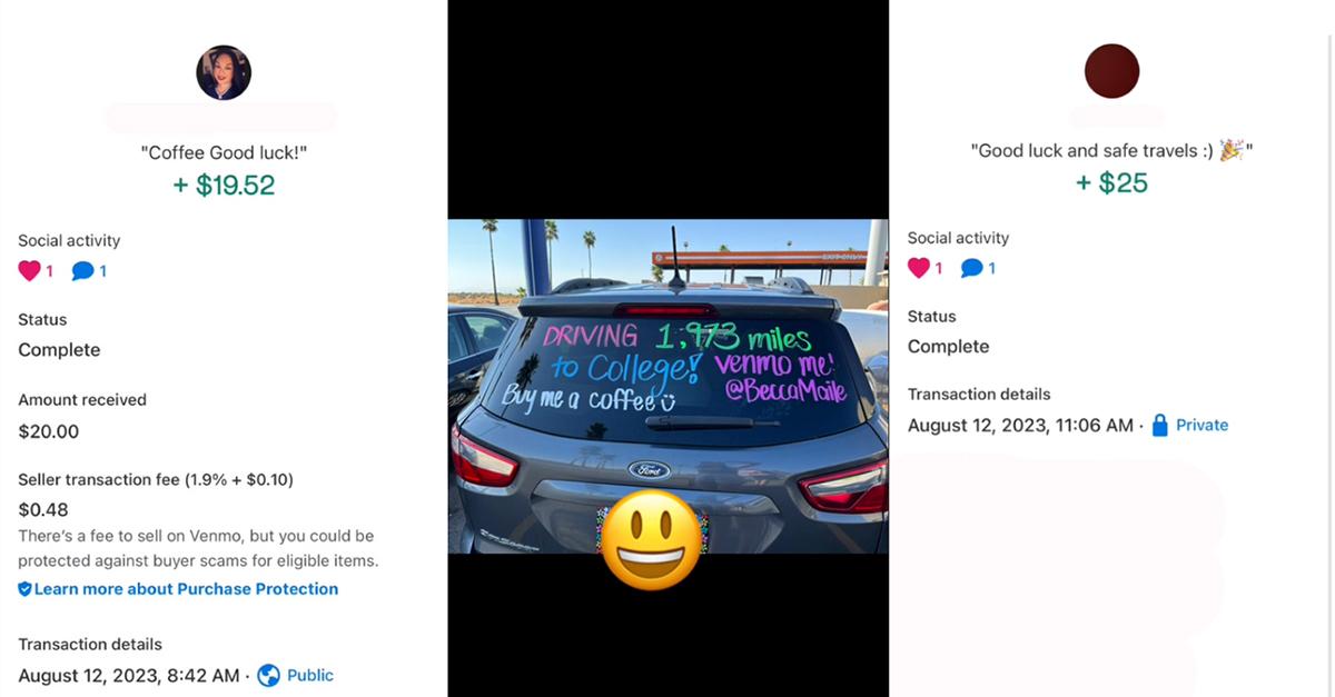 College Student Puts Venmo Info on Car Before Drive to School