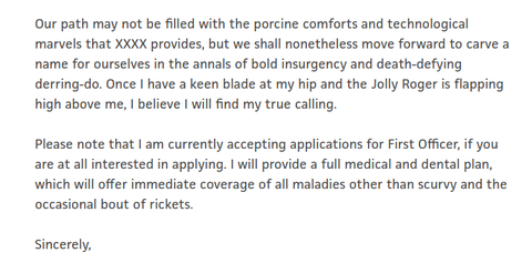 Man Quits Healthcare Job to Become a Pirate in Epic Resignaiton Letter