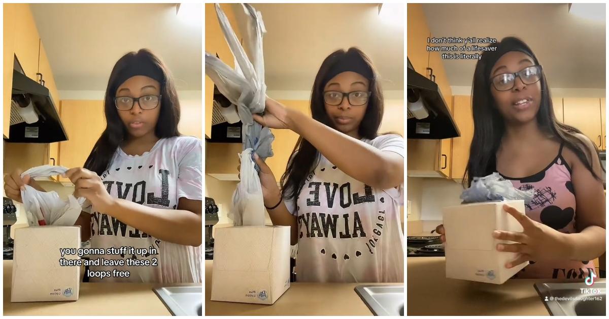 Woman Shares Plastic Bag Storage Hack Using a Tissue Box