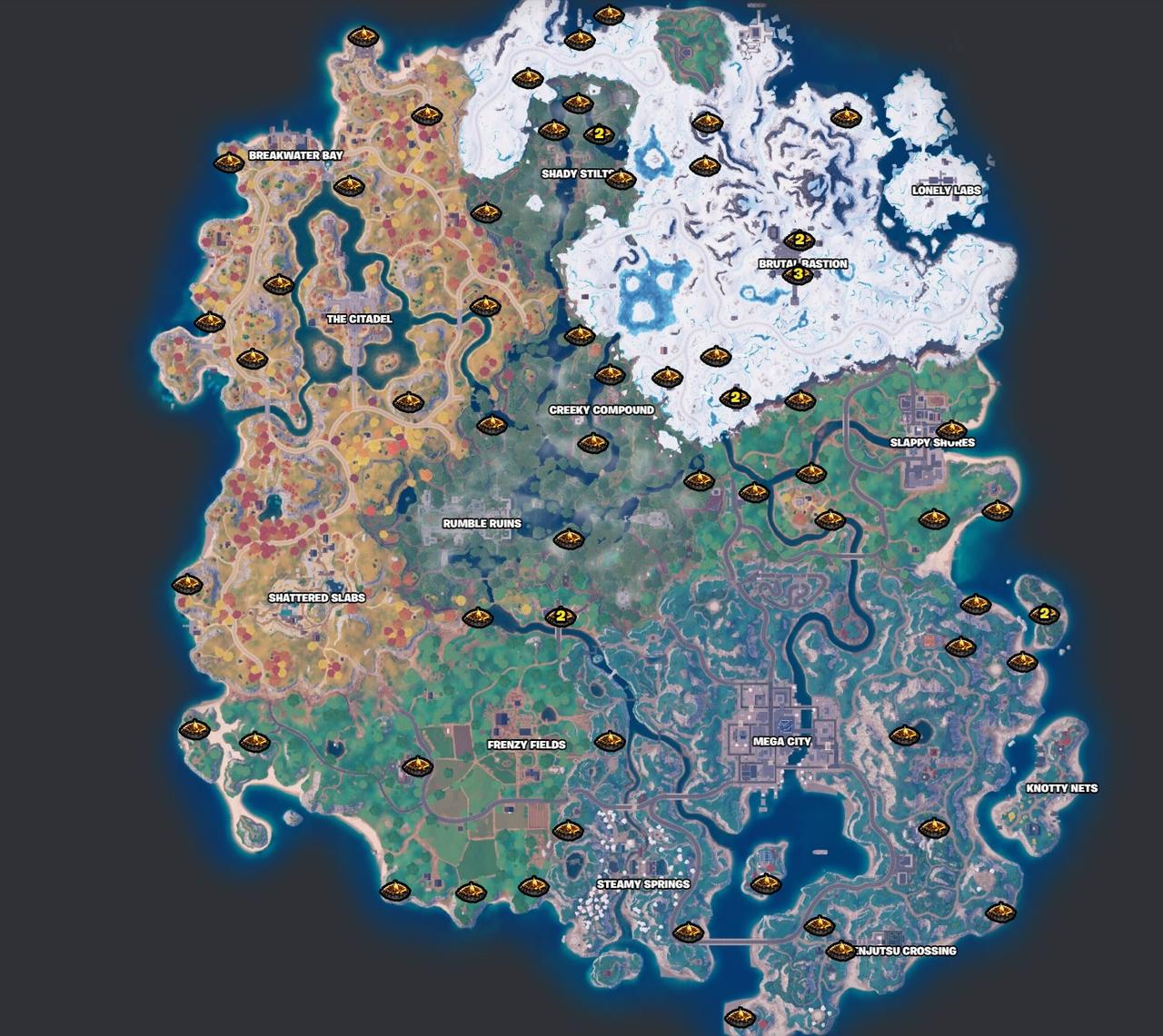 All Chapter 4, Season 3 Campfire Locations in Fortnite