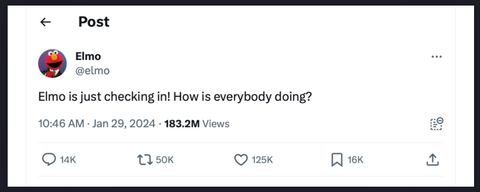 Elmo Got 50K Trauma-Dump Tweets After Asking How We're Doing