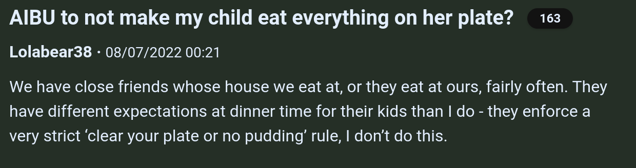 Mom Blasted for Telling Friend’s Kid to ”Clean Their Plate”