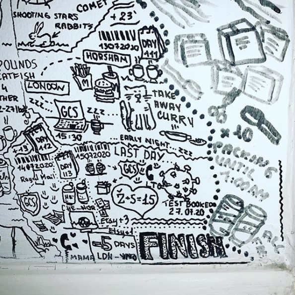 Woman Doodled an Entire Wall While She's Been in Quarantine