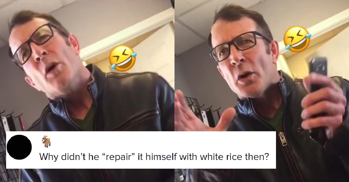 Man Gets in White Rice Argument in Cell Phone Repair Shop