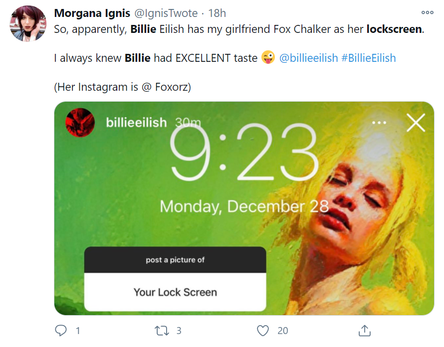 Billie Eilish Lost 100k Instagram Followers Because Of Her Lock Screen