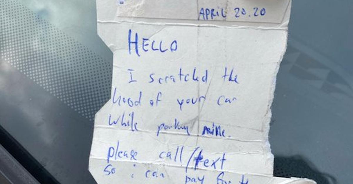 Youtuber Left Note on Car That He Scratched, Is Blown Away by Response